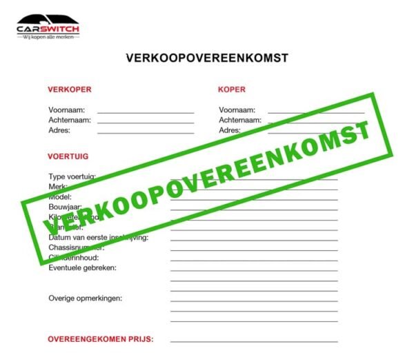 Een duidelijke en transparante verkoopovereenkomst voor uw auto